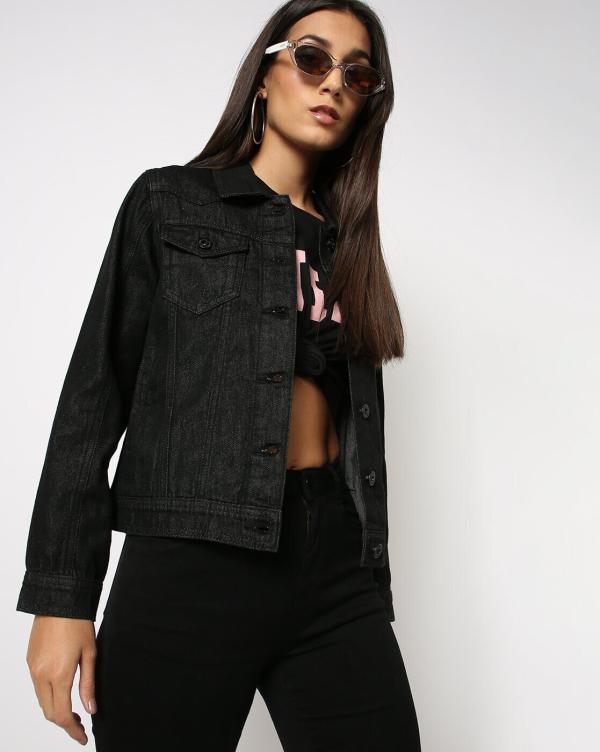 Denim Trucker Jacket with Flap Pockets - JioMart