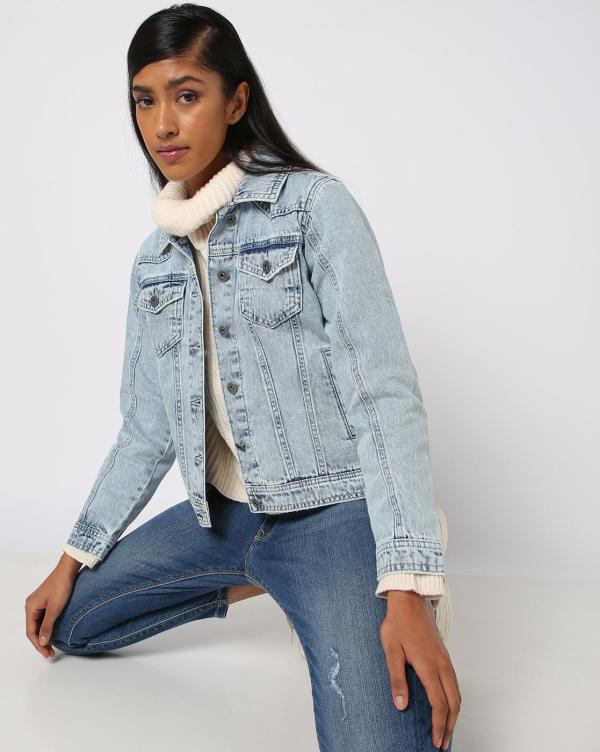 Heavily Washed Denim Jacket - JioMart