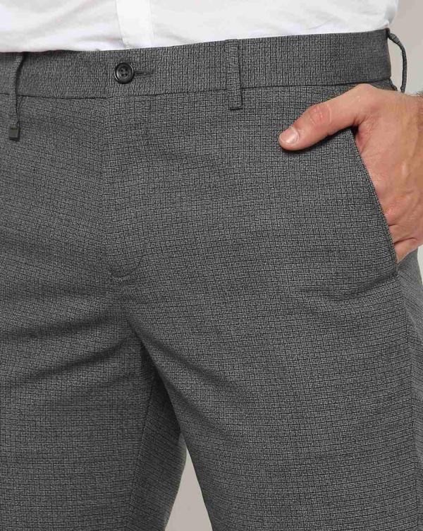 Checked Slim Fit Flat-Front Trousers - JioMart