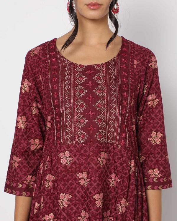 Floral Print Flared Kurta - JioMart