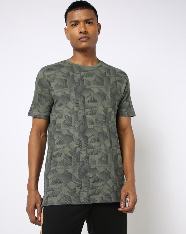 Geometric Print Crew-Neck T-shirt - JioMart