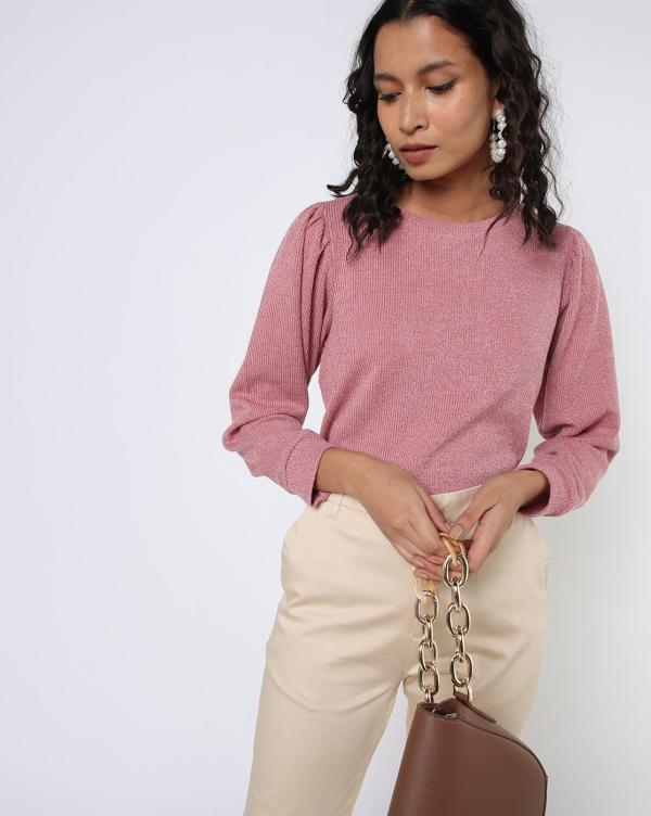 Ribbed Sweatshirt with Puff Sleeves - JioMart