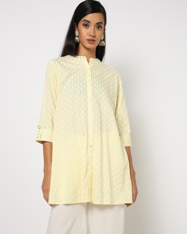 Printed Flared Tunic with Embroidered Collar - JioMart