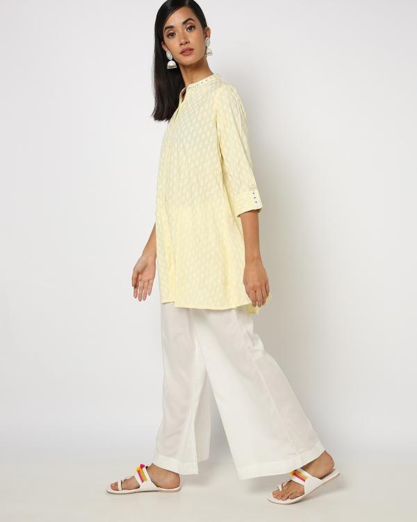 Printed Flared Tunic with Embroidered Collar - JioMart