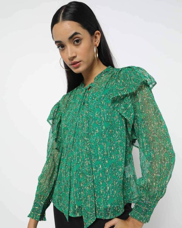 Printed Top with Ruffled Overlay - JioMart