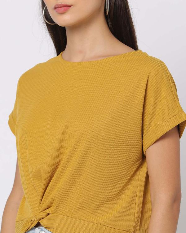 Ribbed Knot-Front Top - JioMart