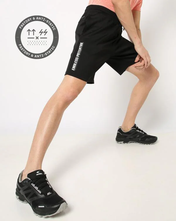 Typographic Print Flat-Front Shorts - JioMart