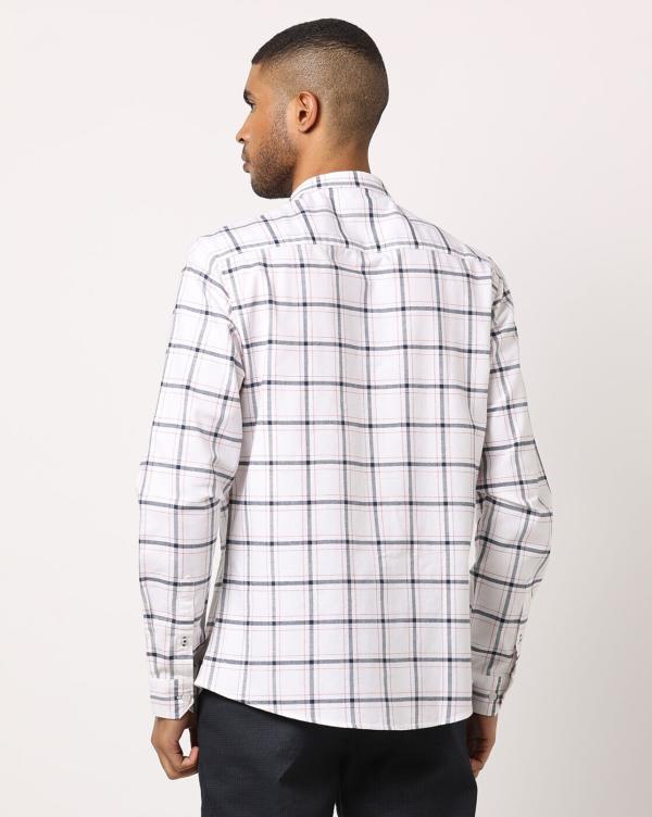 Checked Shirt with Band Collar - JioMart