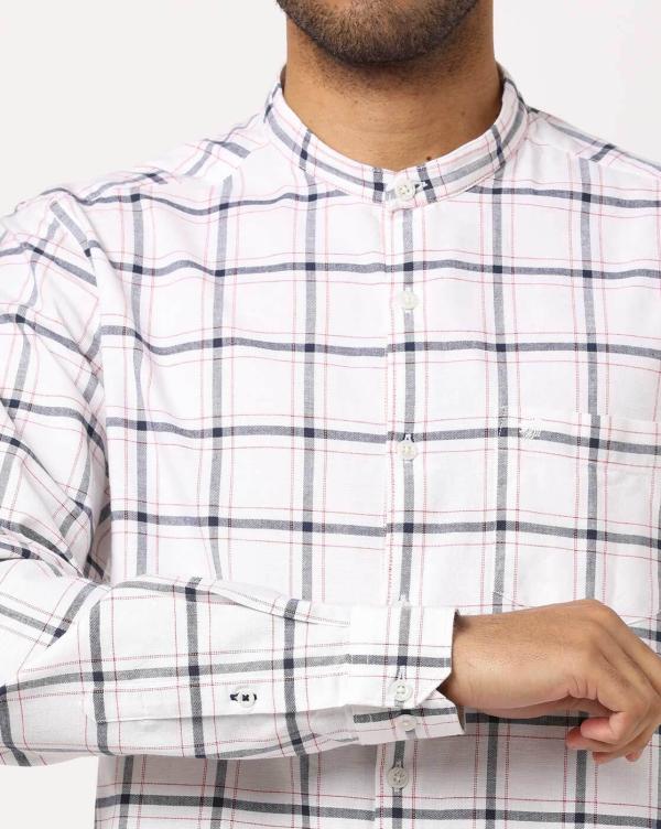 Checked Shirt with Band Collar - JioMart