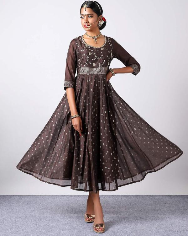 Floral Embroidered Flared Kurta - JioMart