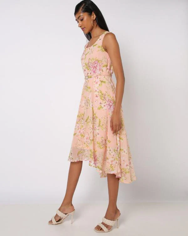 Floral Print Fit & Flare Dress - JioMart