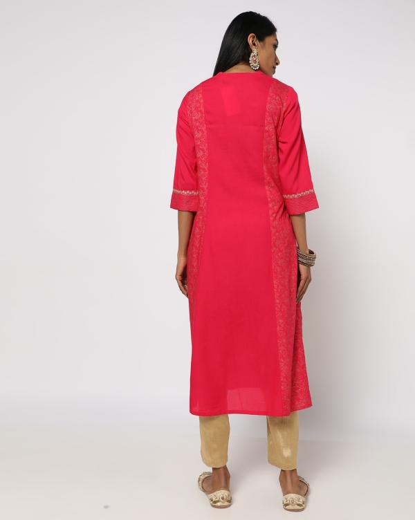 A-line Kurta with Yoke Embroidery - JioMart
