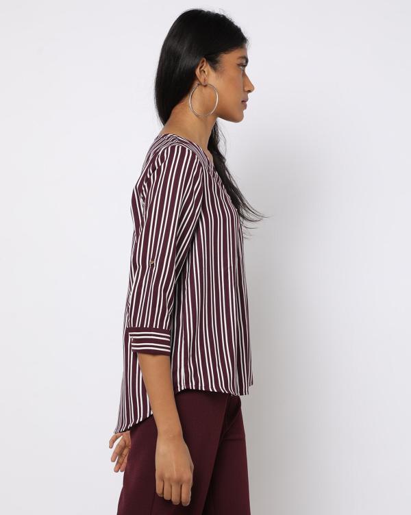 Striped V-neck Top - JioMart