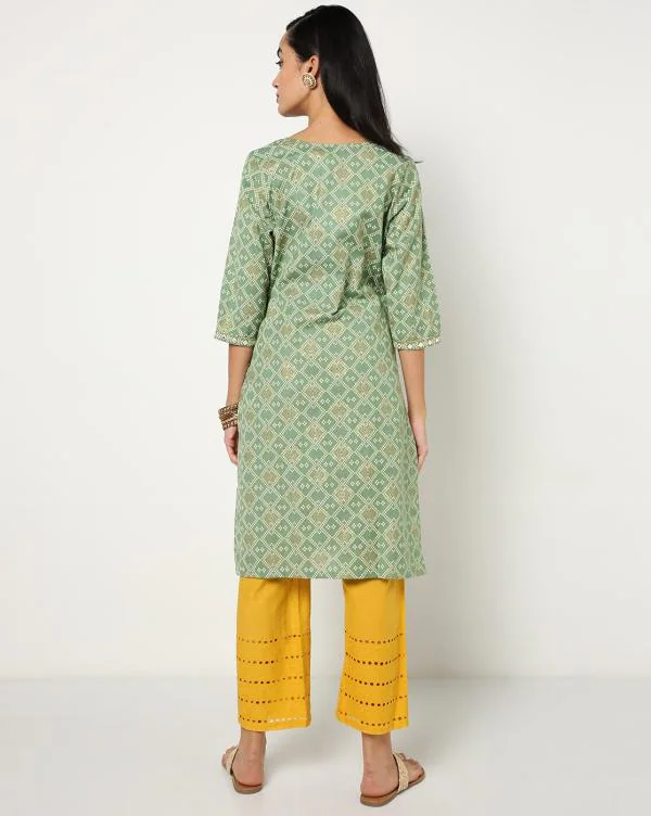Geometric Print Straight Kurta - JioMart