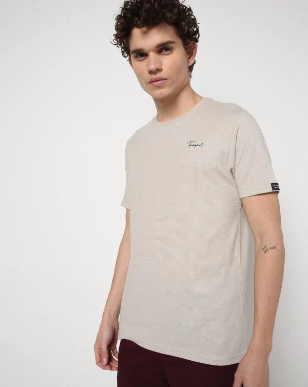 Popcorn Textured Crew-Neck T-shirt - JioMart