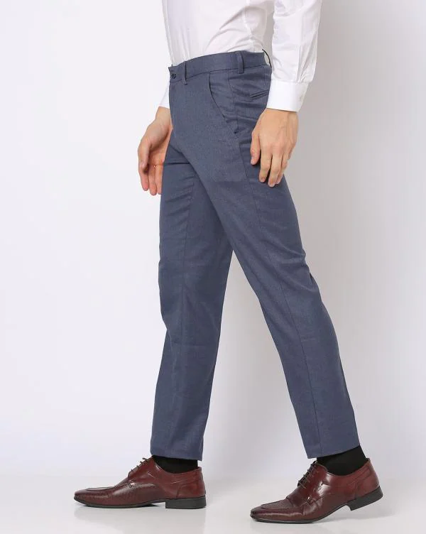 Slim Fit Flat-Front Trousers - JioMart