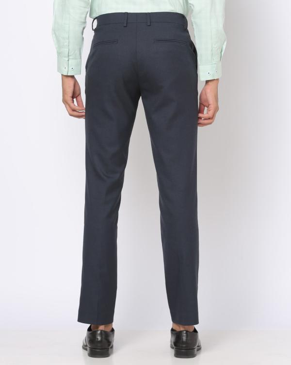 Slim Fit Flat-Front Trousers - JioMart