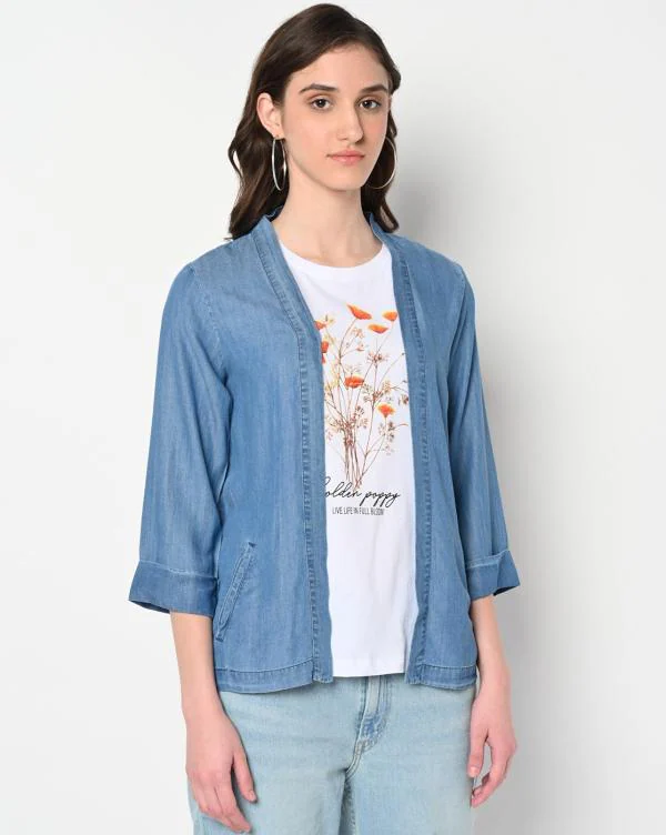 Washed Open-Front Shrug - JioMart