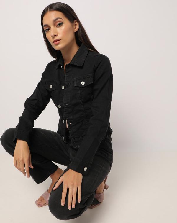 Button-Down Denim Jacket with Flap Pockets - JioMart