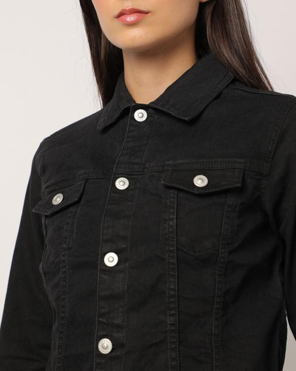 Button-Down Denim Jacket with Flap Pockets - JioMart