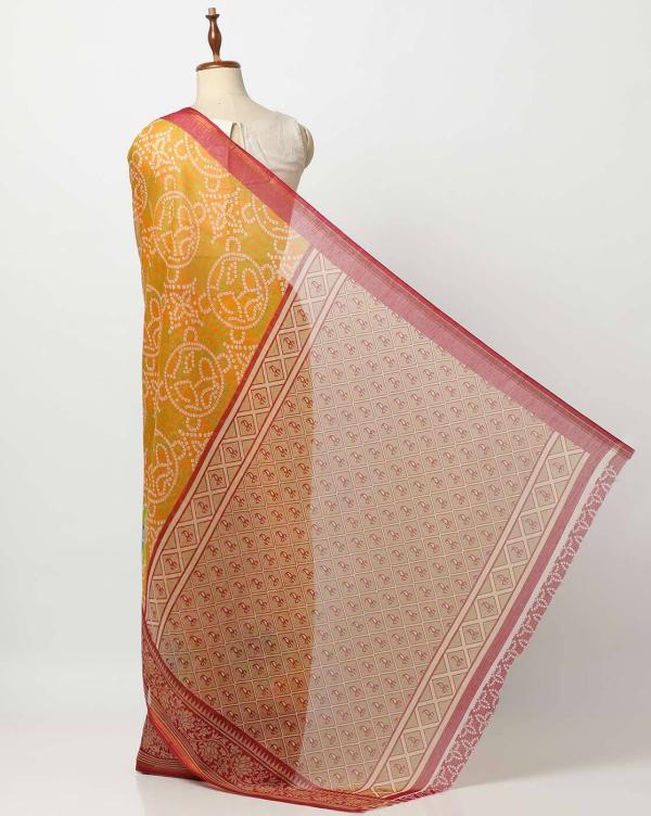 Printed Khatau Saree with Contrast Border - JioMart