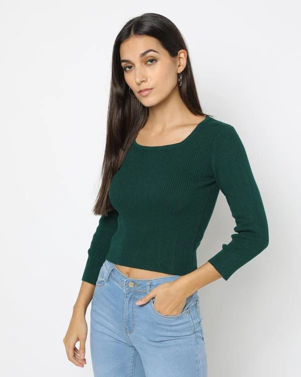 Flat-Knit Slim Fit Top - JioMart