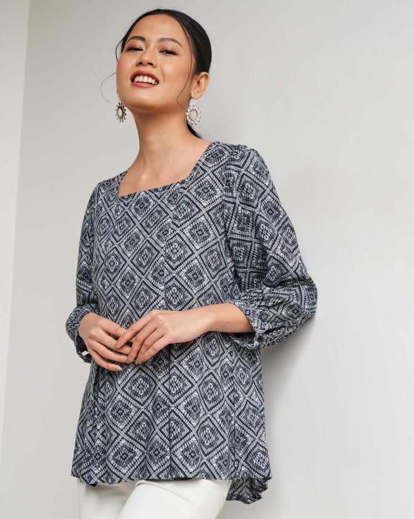 Geometric Print Square-Neck Tunic - JioMart