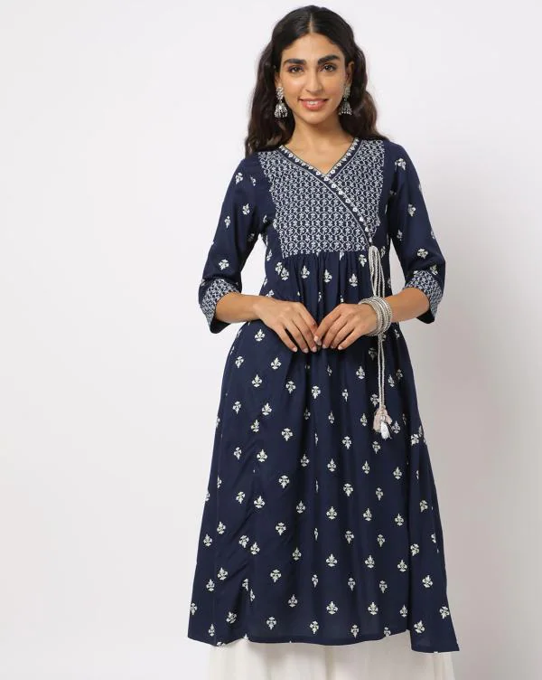 Floral Print Angrakha Kurta - JioMart