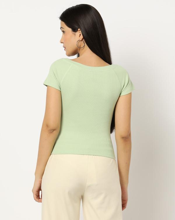 Ribbed Crew-Neck T-Shirt - JioMart