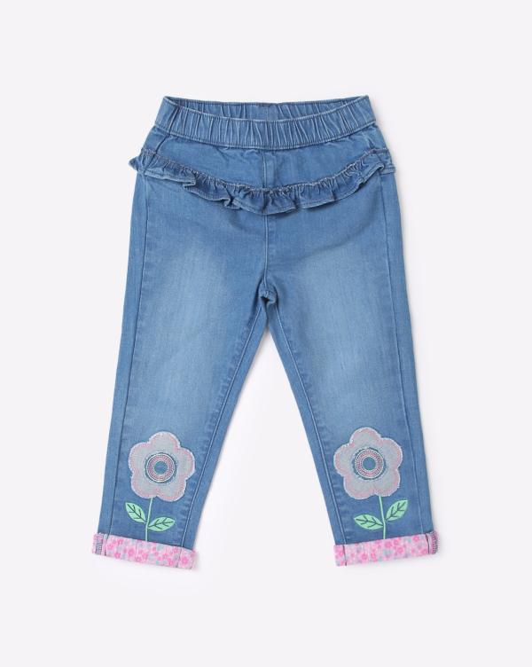 Mid-Wash Jeans with Frills - JioMart