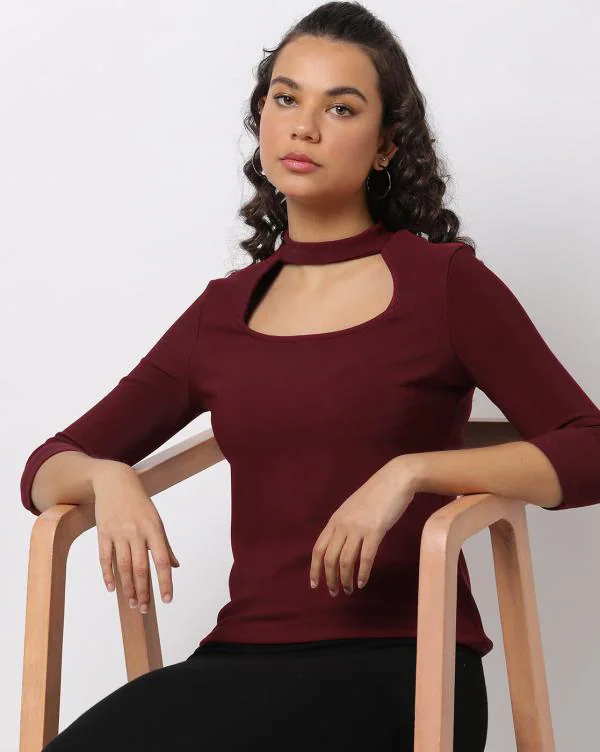 Choker-Neck Cut-Out Top - JioMart