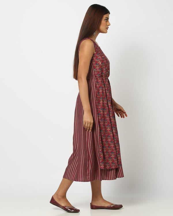 Floral Print Twofer A-Line Dress - JioMart