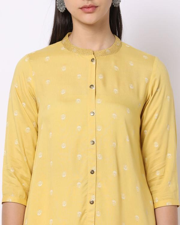 Embroidered Button-Front Tunic - JioMart