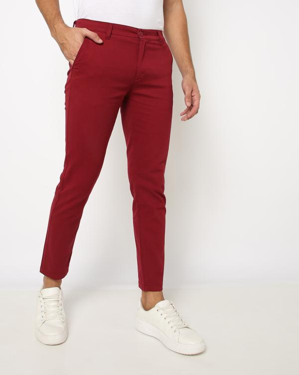 Flat-Front Slim Fit Chinos - JioMart