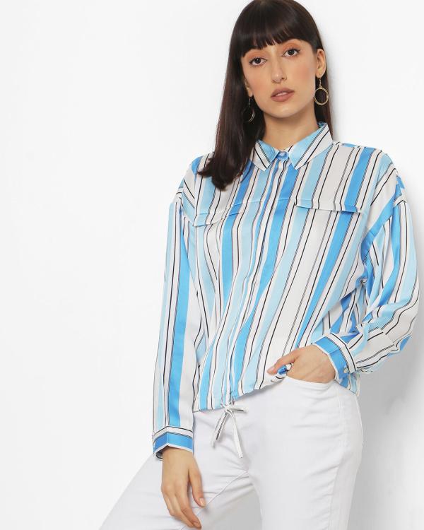 Women Striped Blue Shirt - JioMart