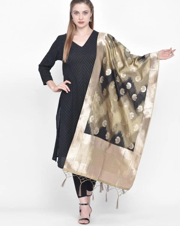Printed Dupatta with Metallic Borders - JioMart