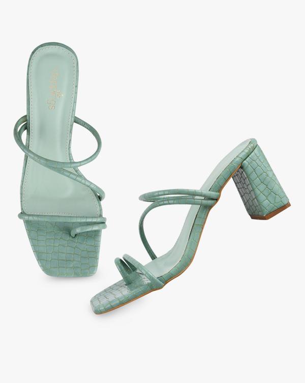 Croc-Embossed Toe-Ring Block Heels - JioMart