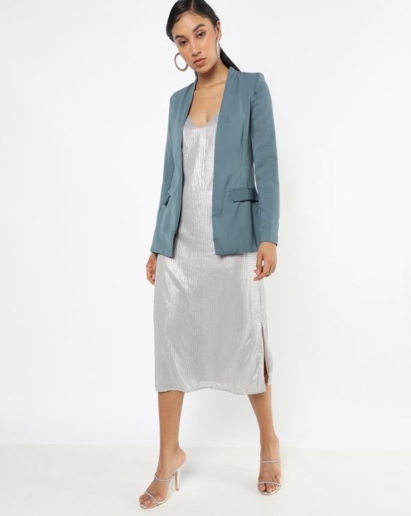 Front-Open Blazer with Flap Pockets - JioMart