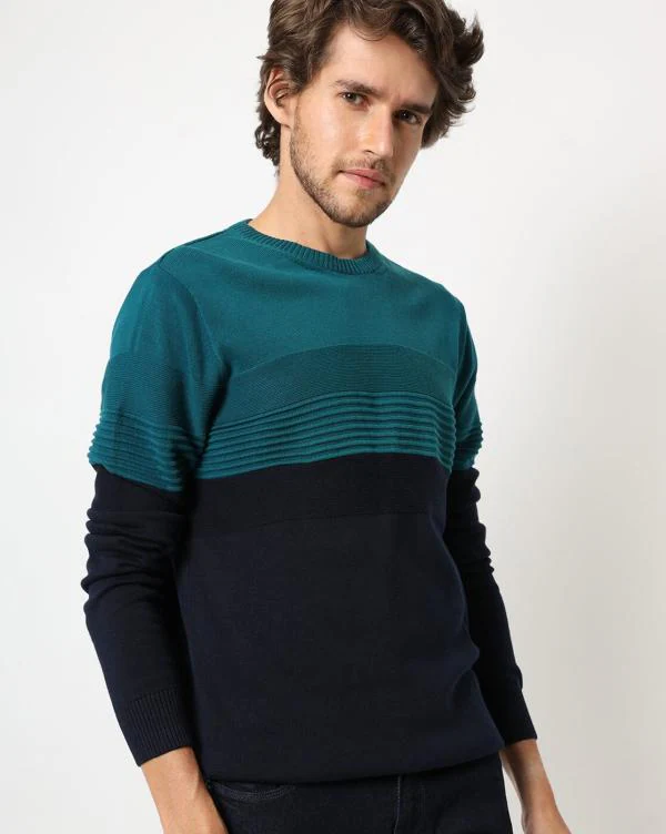 Colourblock Crew-Neck Pullover - JioMart