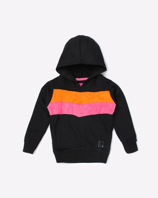 Colourblock Hoodie with Ribbed Hem - JioMart