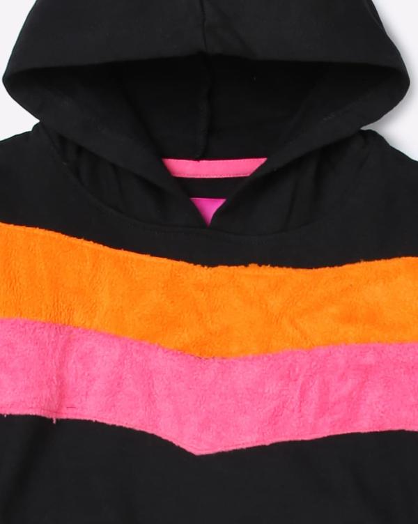 Colourblock Hoodie with Ribbed Hem - JioMart