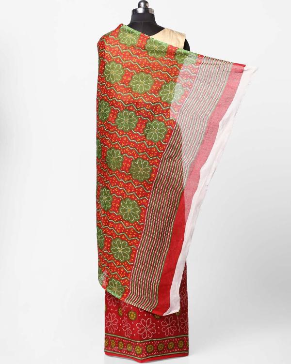 Bandhani Print Cotton Saree - JioMart