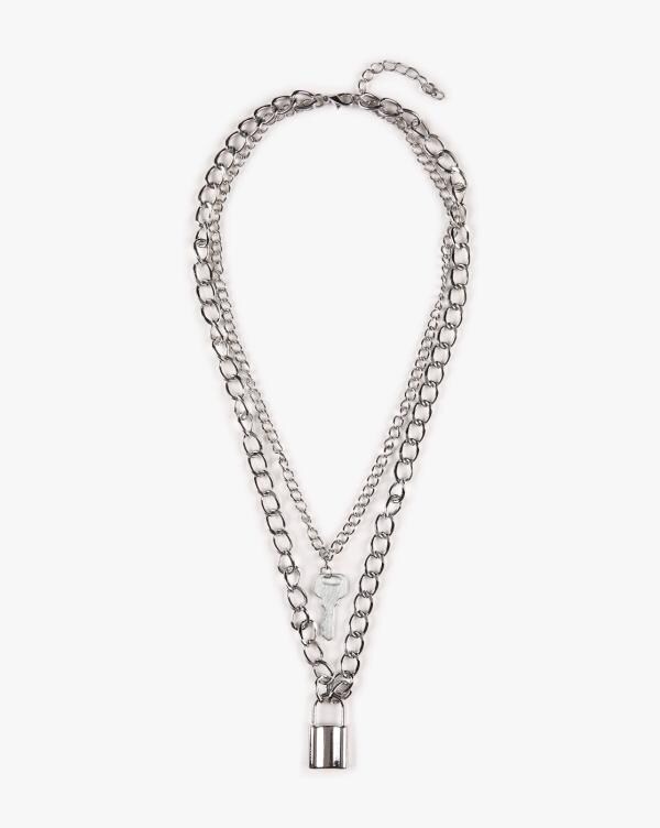 Double-Layered Chain with Lock & Key Pendant - JioMart