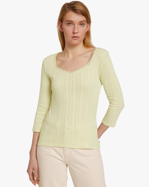 Pointelle Knit Scoop-Neck Top - JioMart