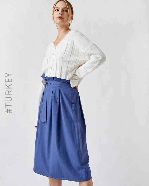 Midi A-line Skirt with Godet Pleats - JioMart