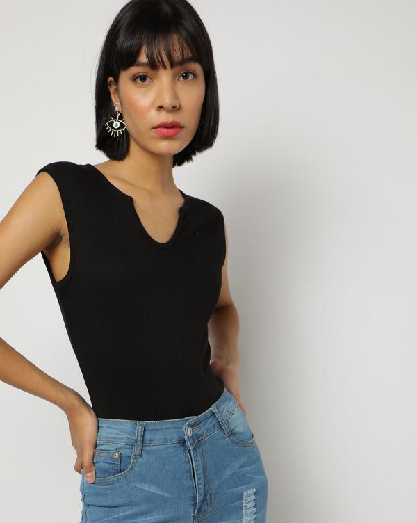 Fitted Top with Notched Neckline - JioMart