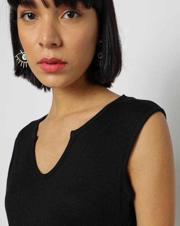 Fitted Top with Notched Neckline - JioMart