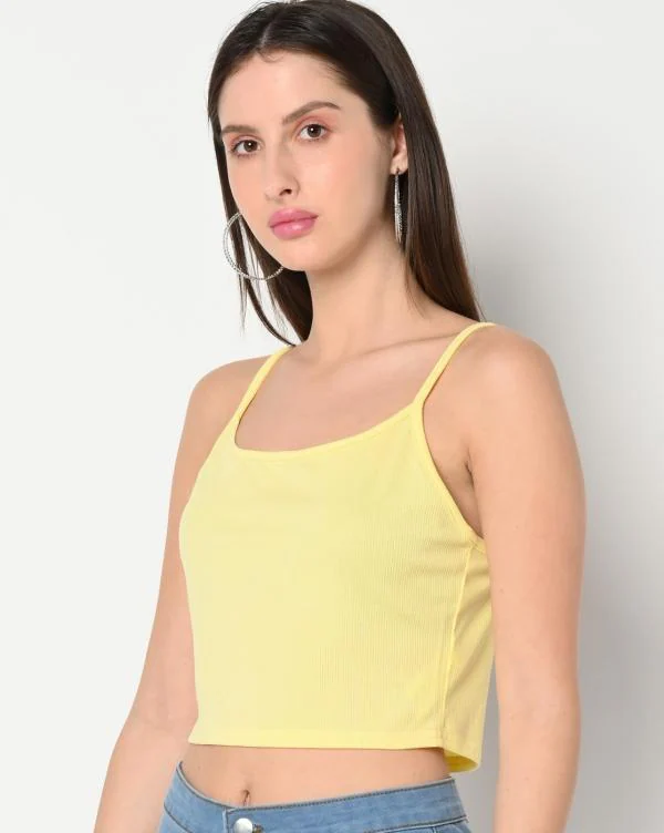 Ribbed Strappy Cropped Top - JioMart