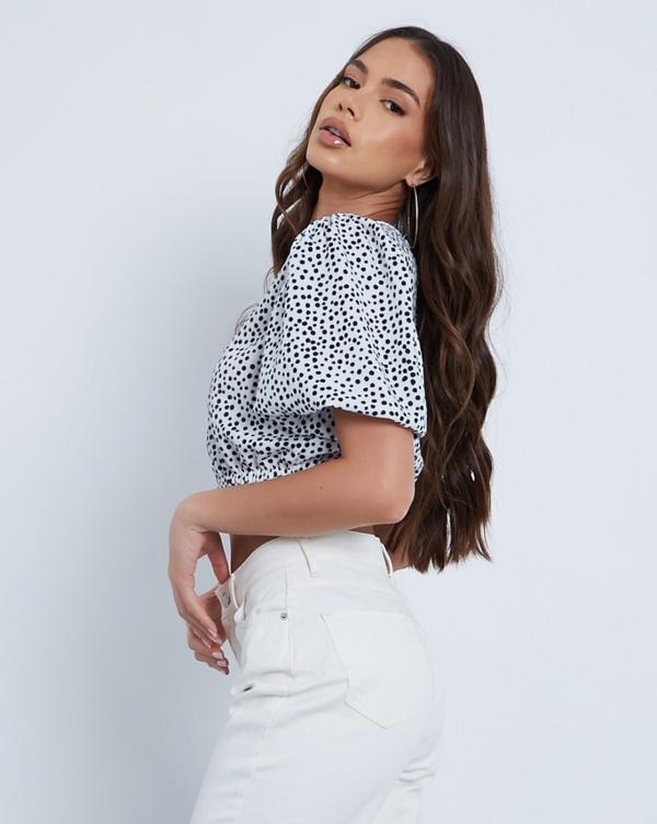 Polka-Dot Print Crop Top - JioMart