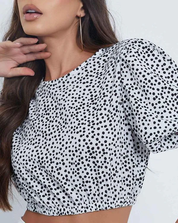 Polka-Dot Print Crop Top - JioMart